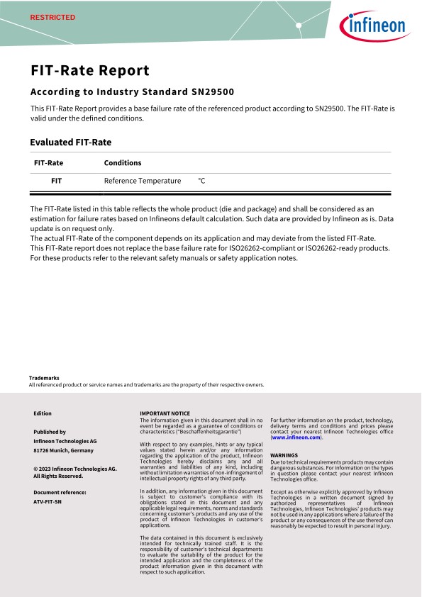 IPB180N04S4L-01 - FIT Report SN29500 | Infineon
